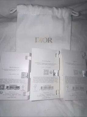 Dior | Other | Dior Perfume Sample Trio With White Drawstring Pouch ...